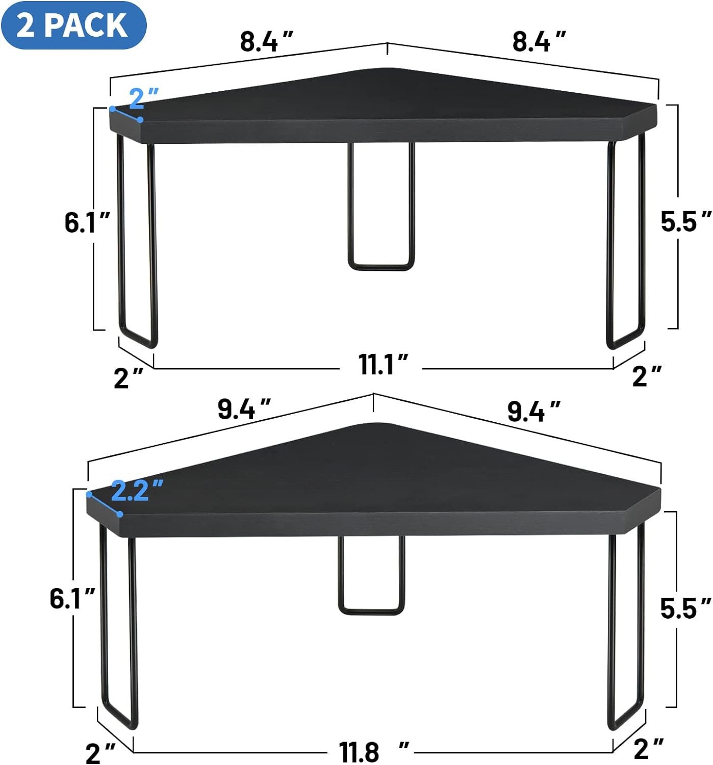 2-pack Wood Stackable Countertop Organizers / Corner Shelves / Tray ...
