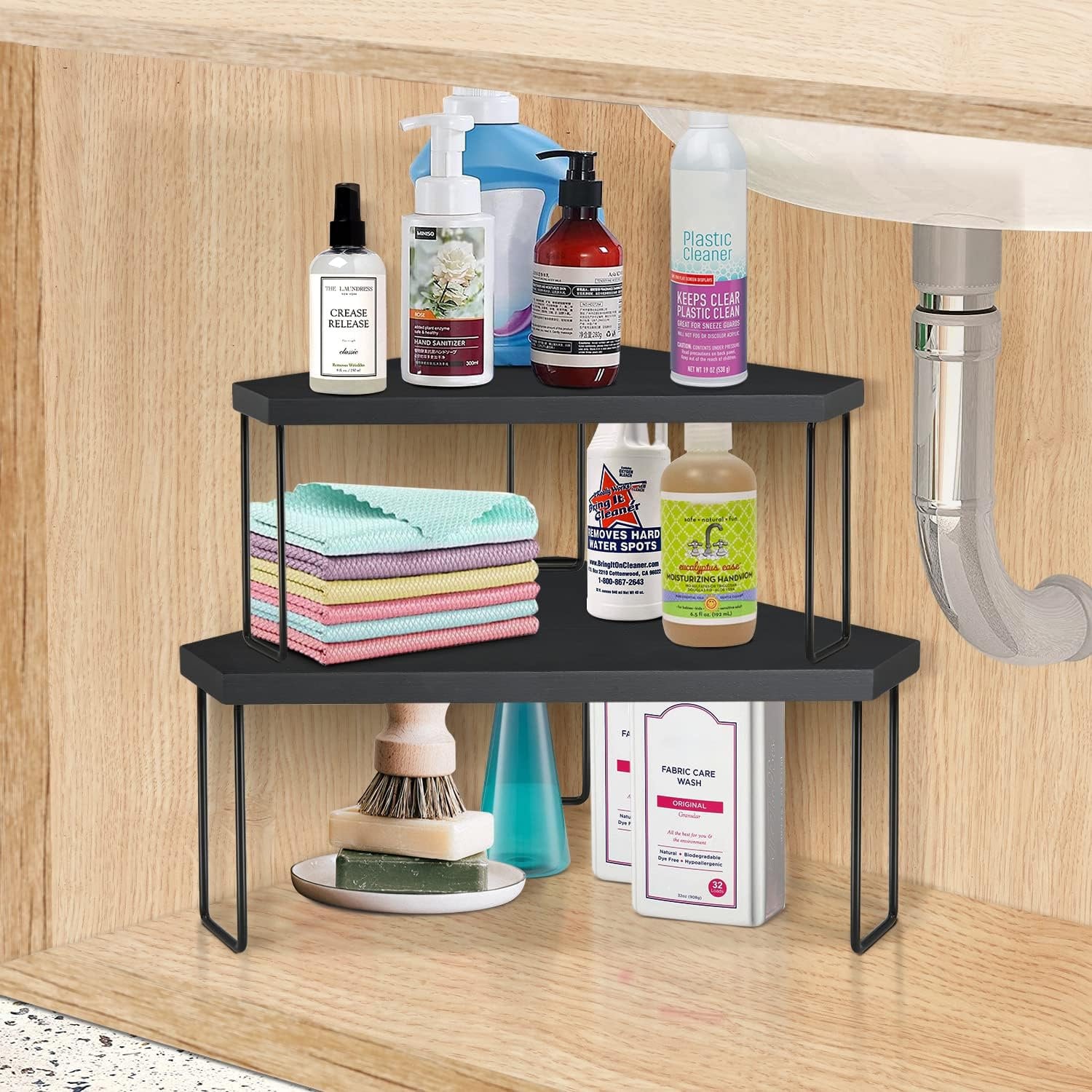 2-pack Wood Stackable Countertop Organizers / Corner Shelves / Tray ...