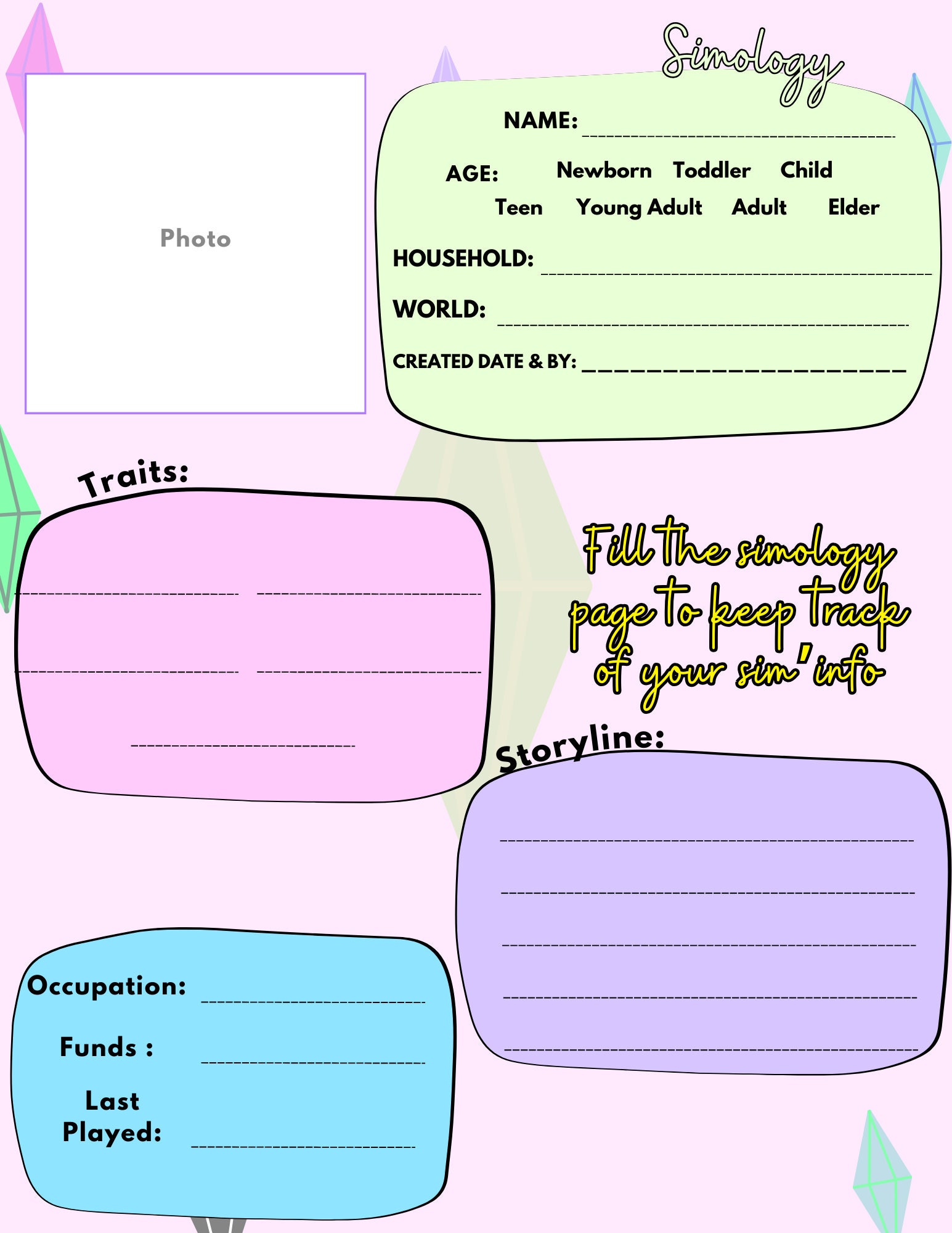 The Sims 4 Character Unofficial Planner | Goodnotes Journal | Printable ...