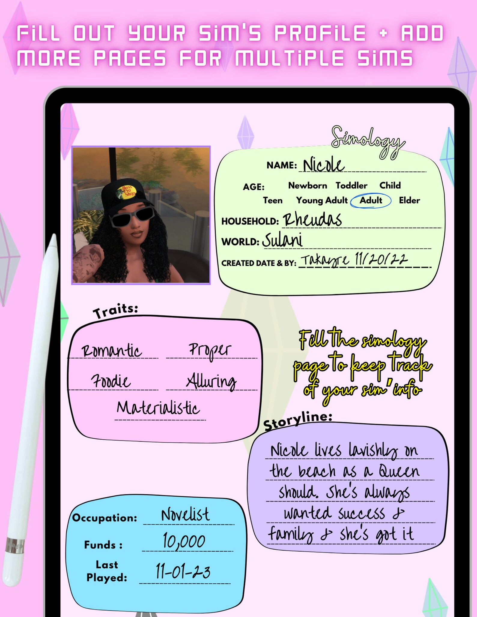 The Sims 4 Character Unofficial Planner | Goodnotes Journal | Printable ...