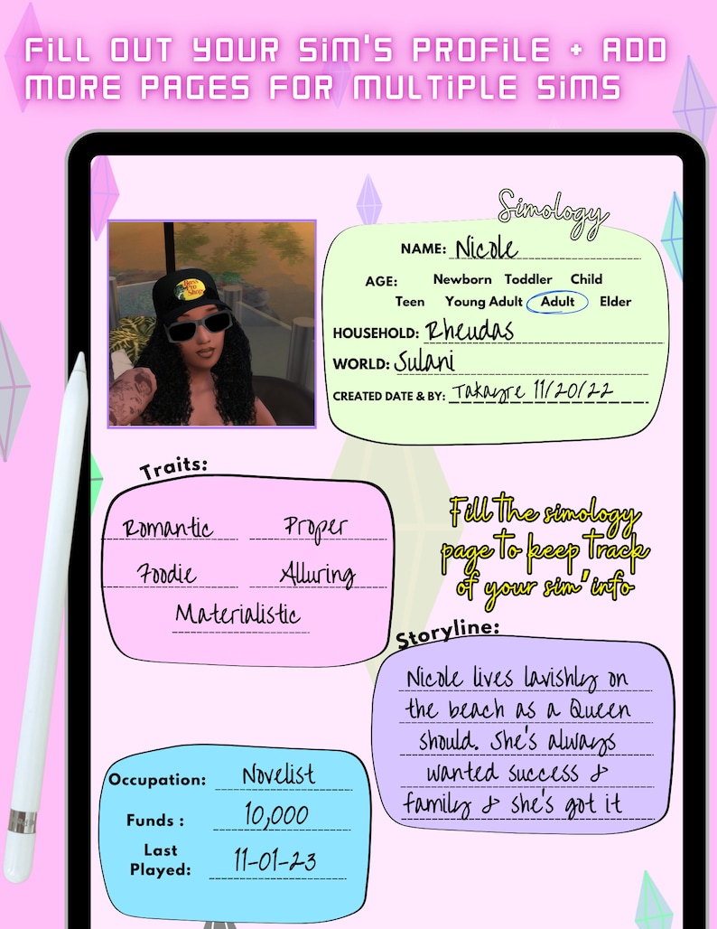 The Sims 4 Character Unofficial Planner | Goodnotes Journal | Printable ...