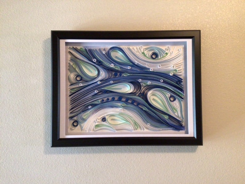 Fluidity, Abstract Painting of Dancing Water, Quilled Original Artwork ...