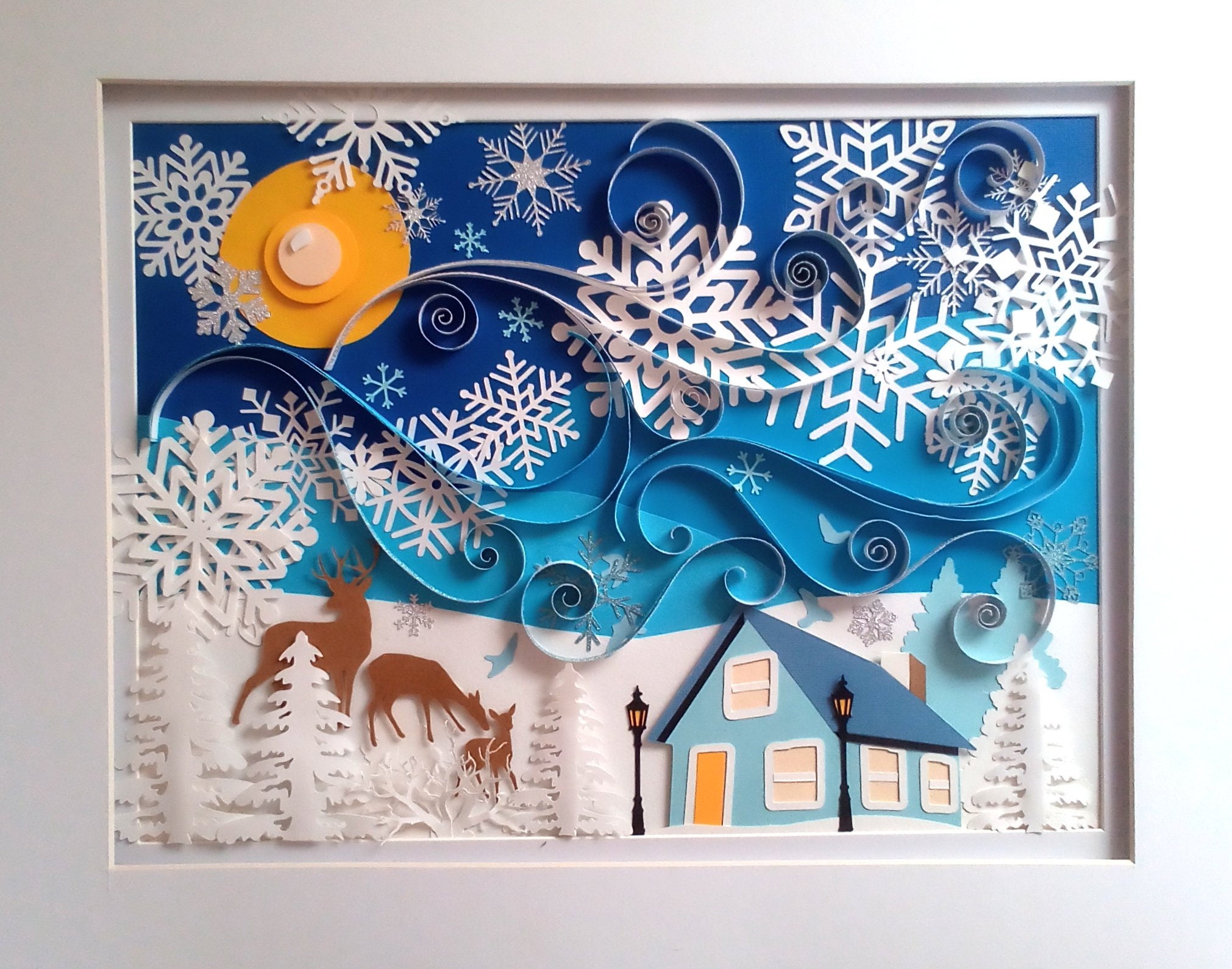 Frosty Flakes Layered Paper Winter Scene - Etsy