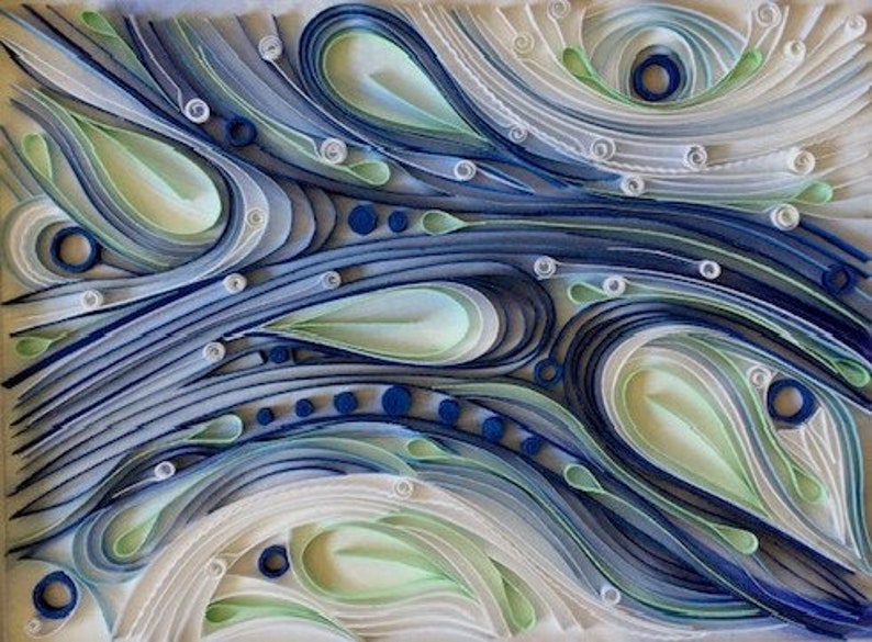 Fluidity, Abstract Painting of Dancing Water, Quilled Original Artwork ...