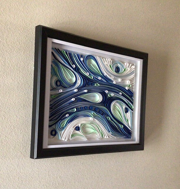 Fluidity, Abstract Painting of Dancing Water, Quilled Original Artwork ...