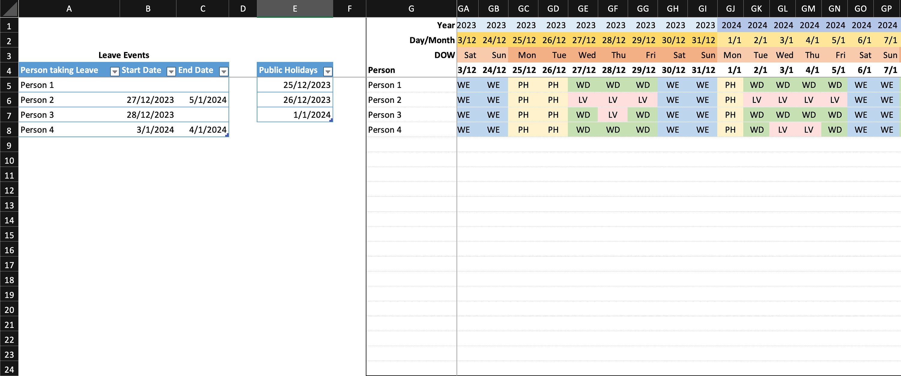 Simple Absence Tracker, Excel Spreadsheet - Etsy