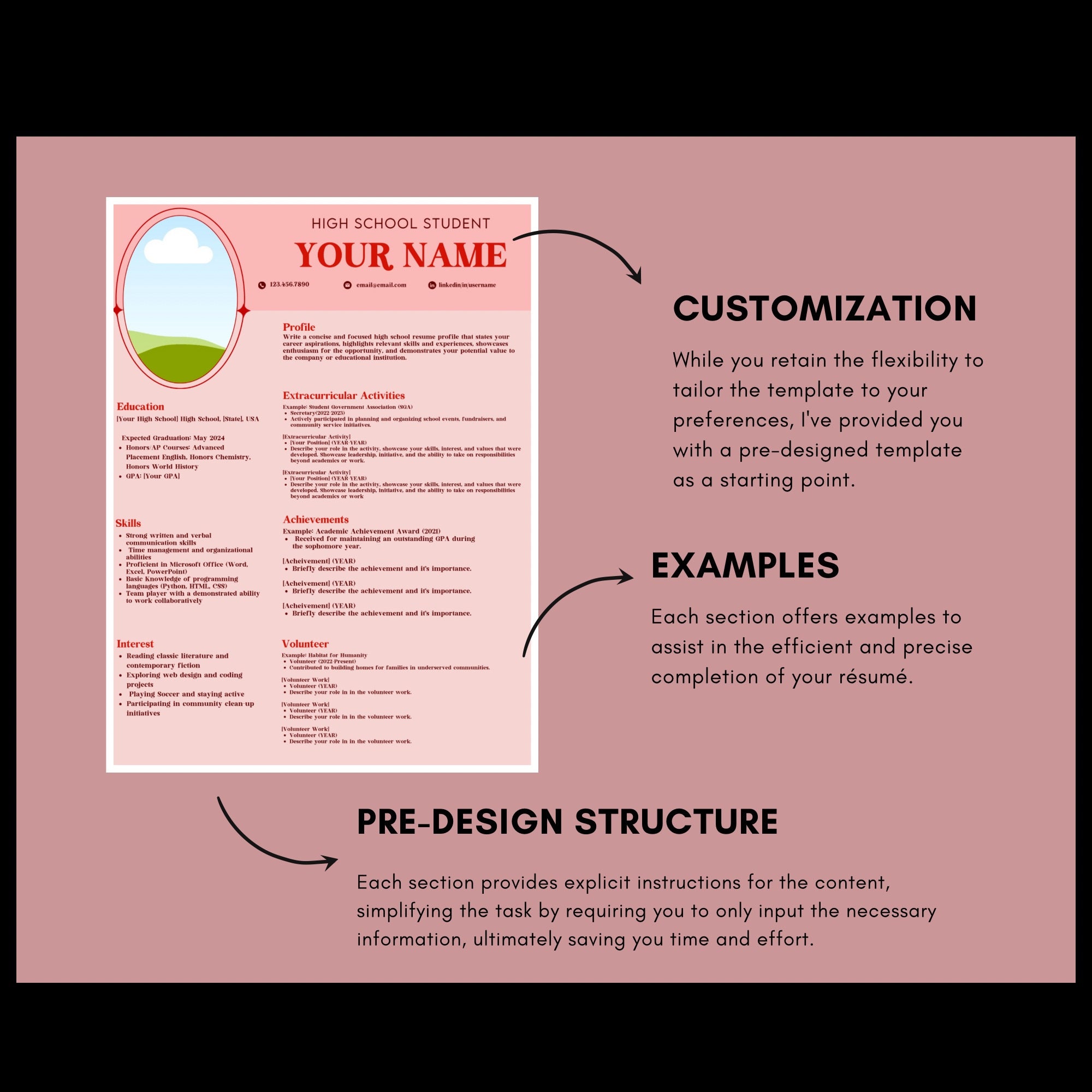 High School Student Resume - Set 4 - Etsy