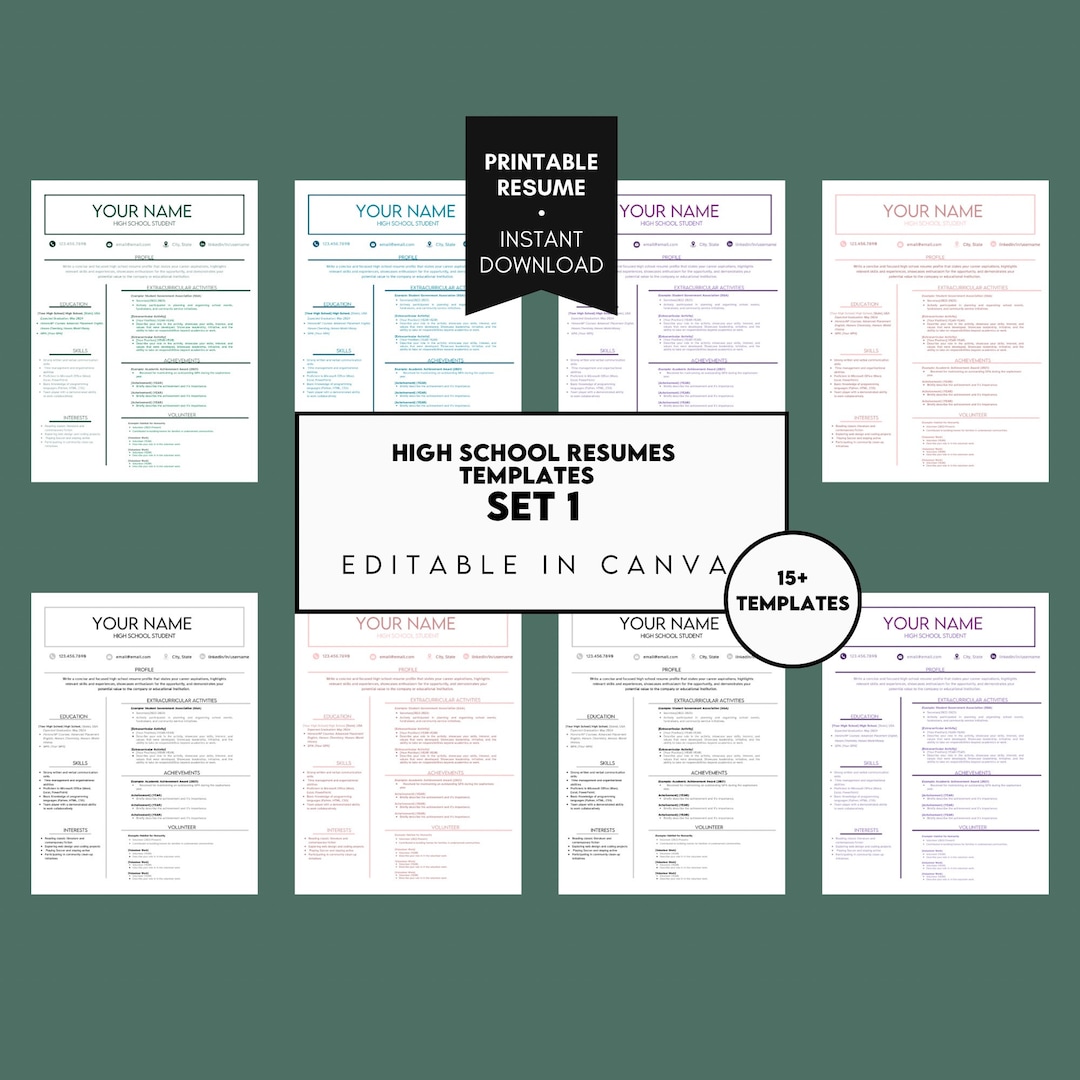 High School Student Resume - Set 1 - Etsy
