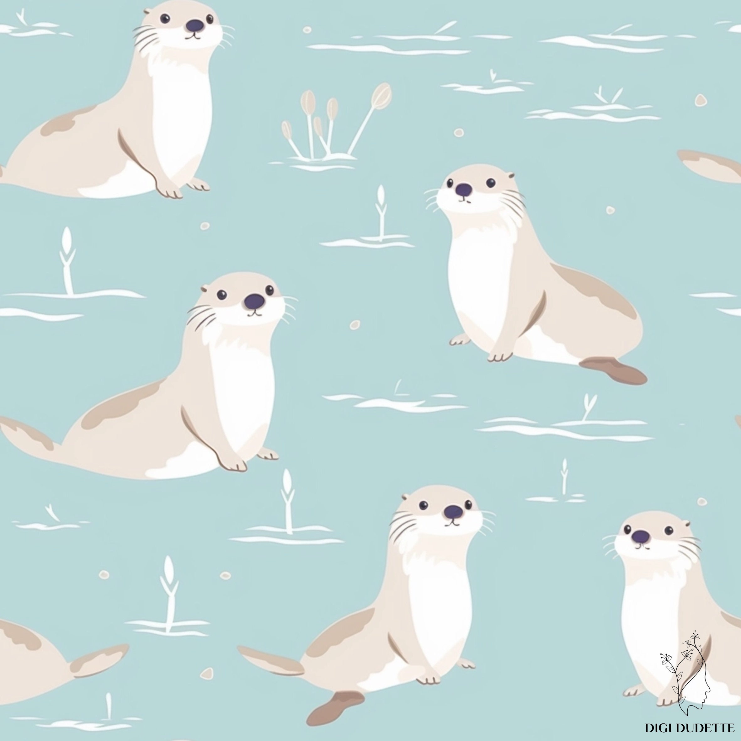 Seamless Otter Digital Design - Etsy