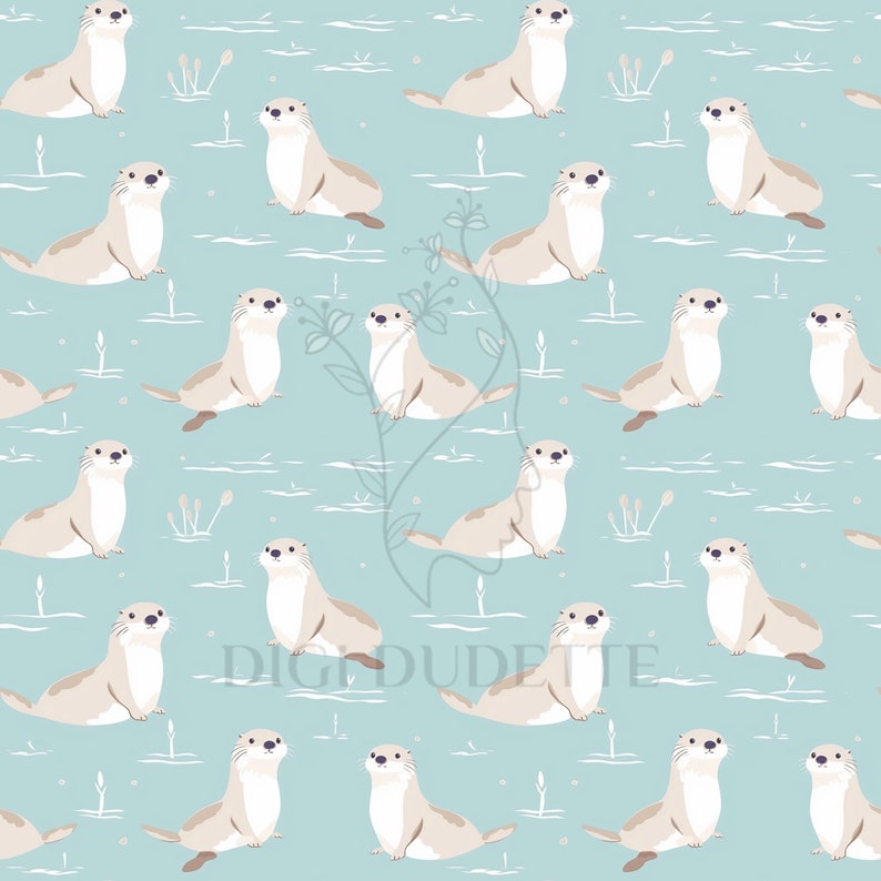 Seamless Otter Digital Design - Etsy