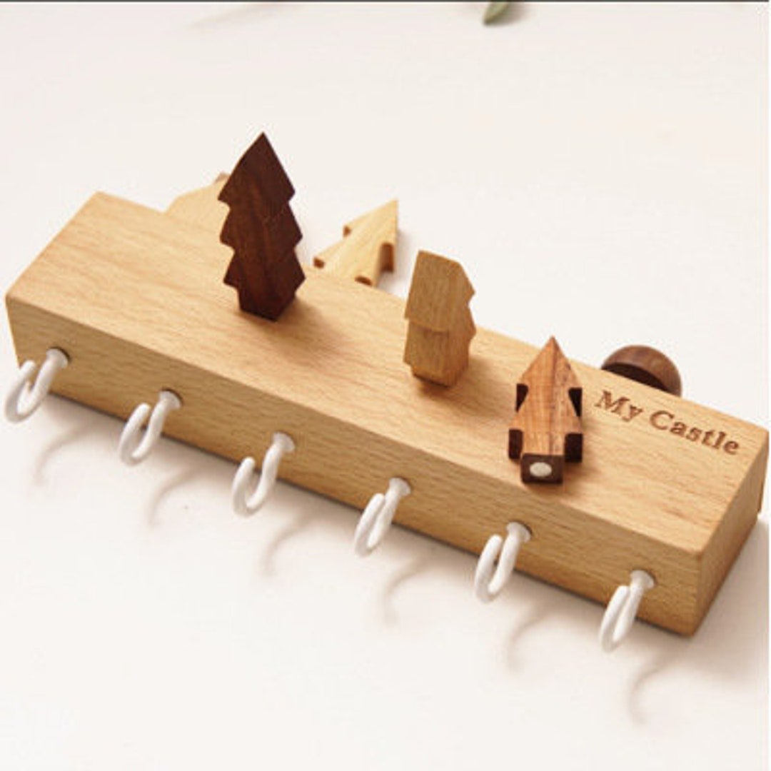 Artistic Wooden Key Hook: Elegant Key-shaped Wall Organizer for Stylish ...