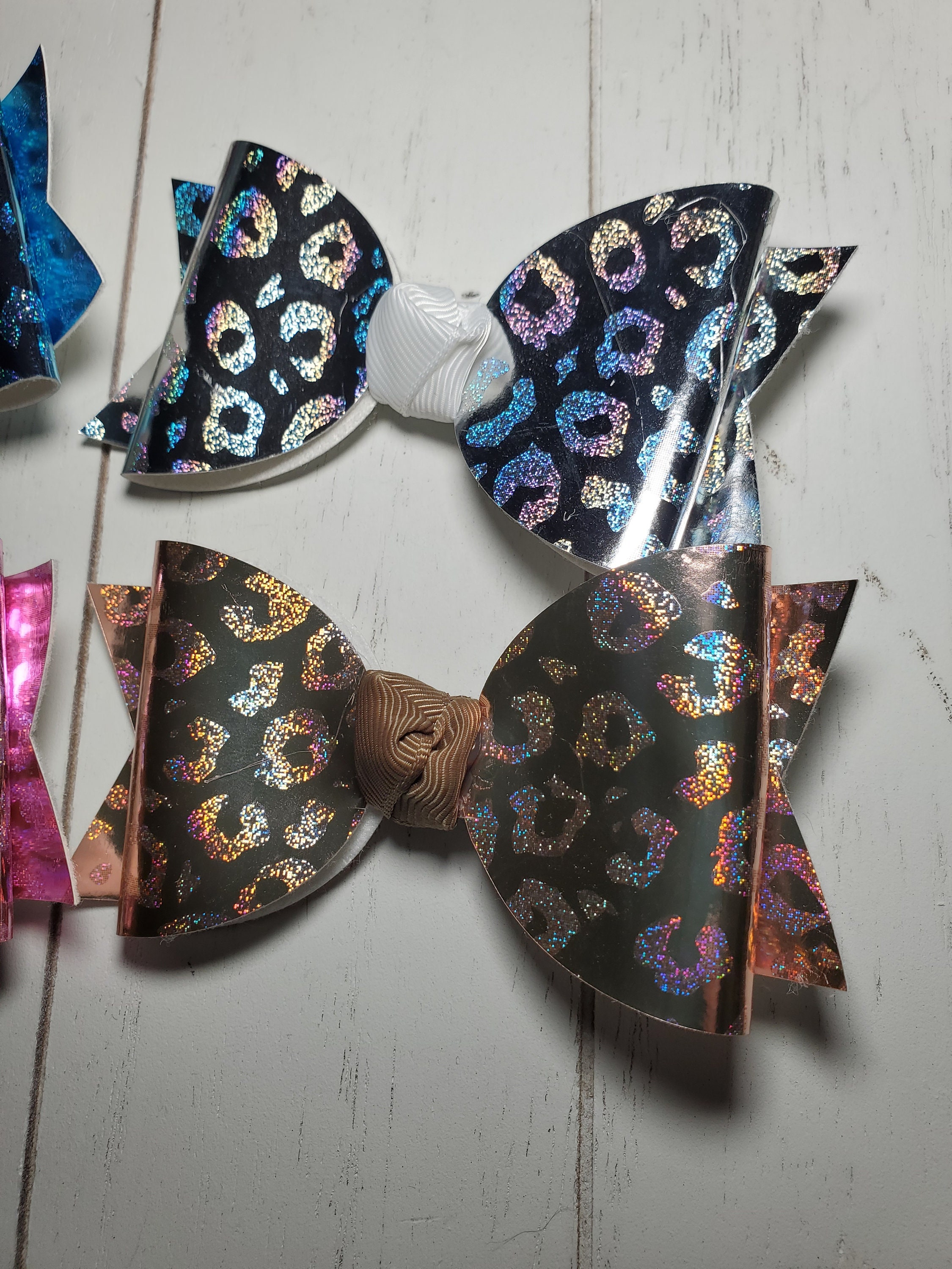 Holographic Cheetah Print Bow Bundle - Etsy