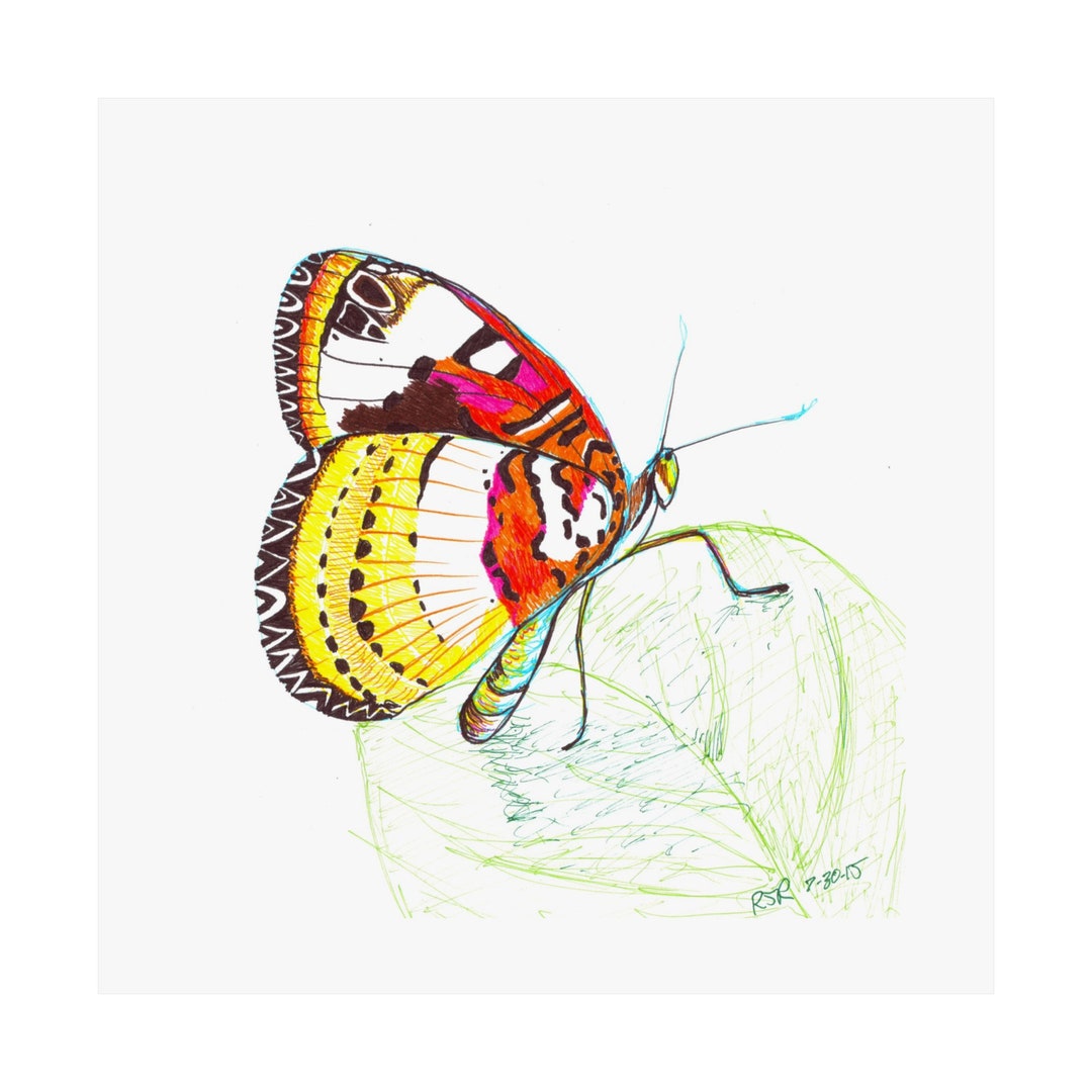 Butterfly Side View Yellow/red Poster - Etsy