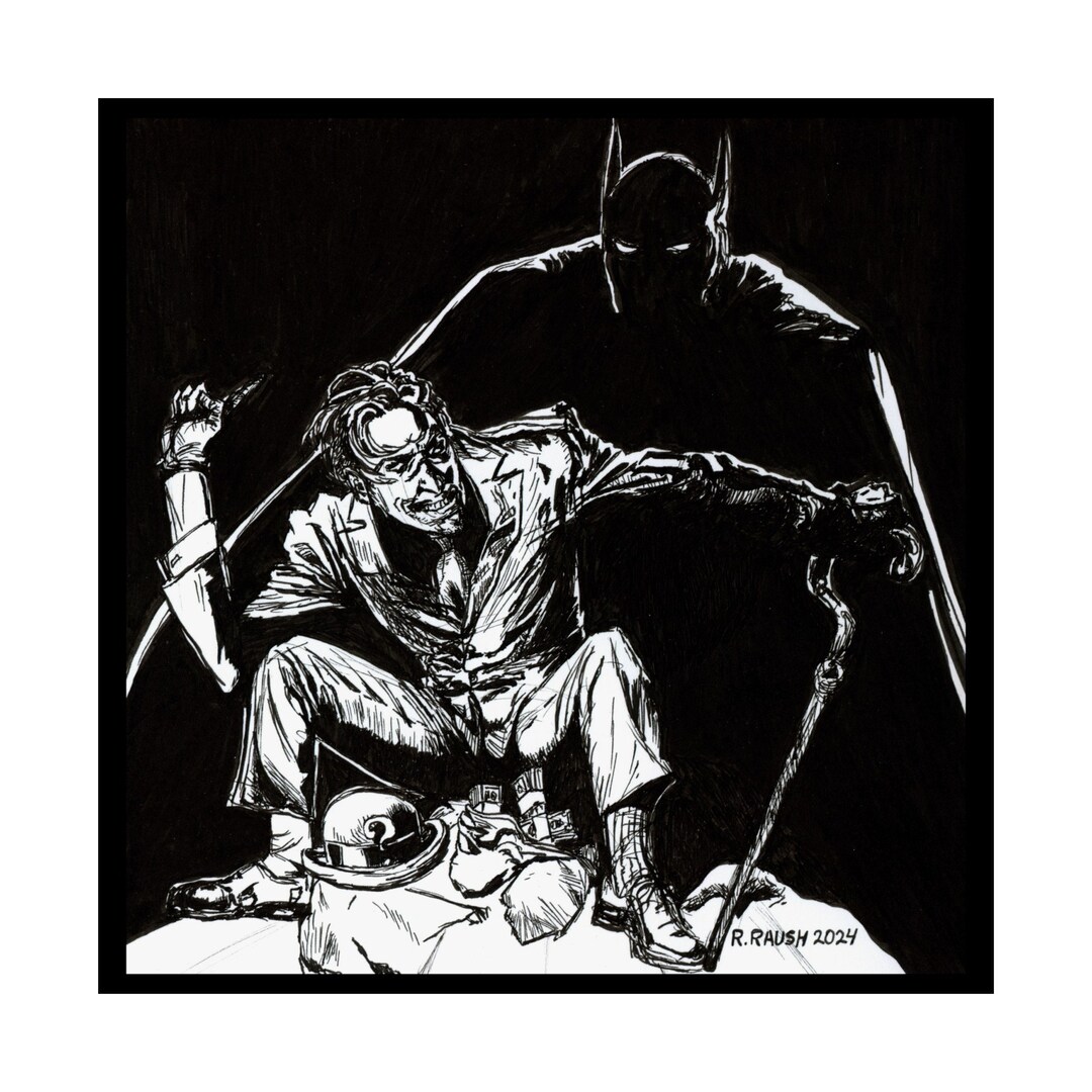 Batman & Riddler Pen Drawing Print - Etsy