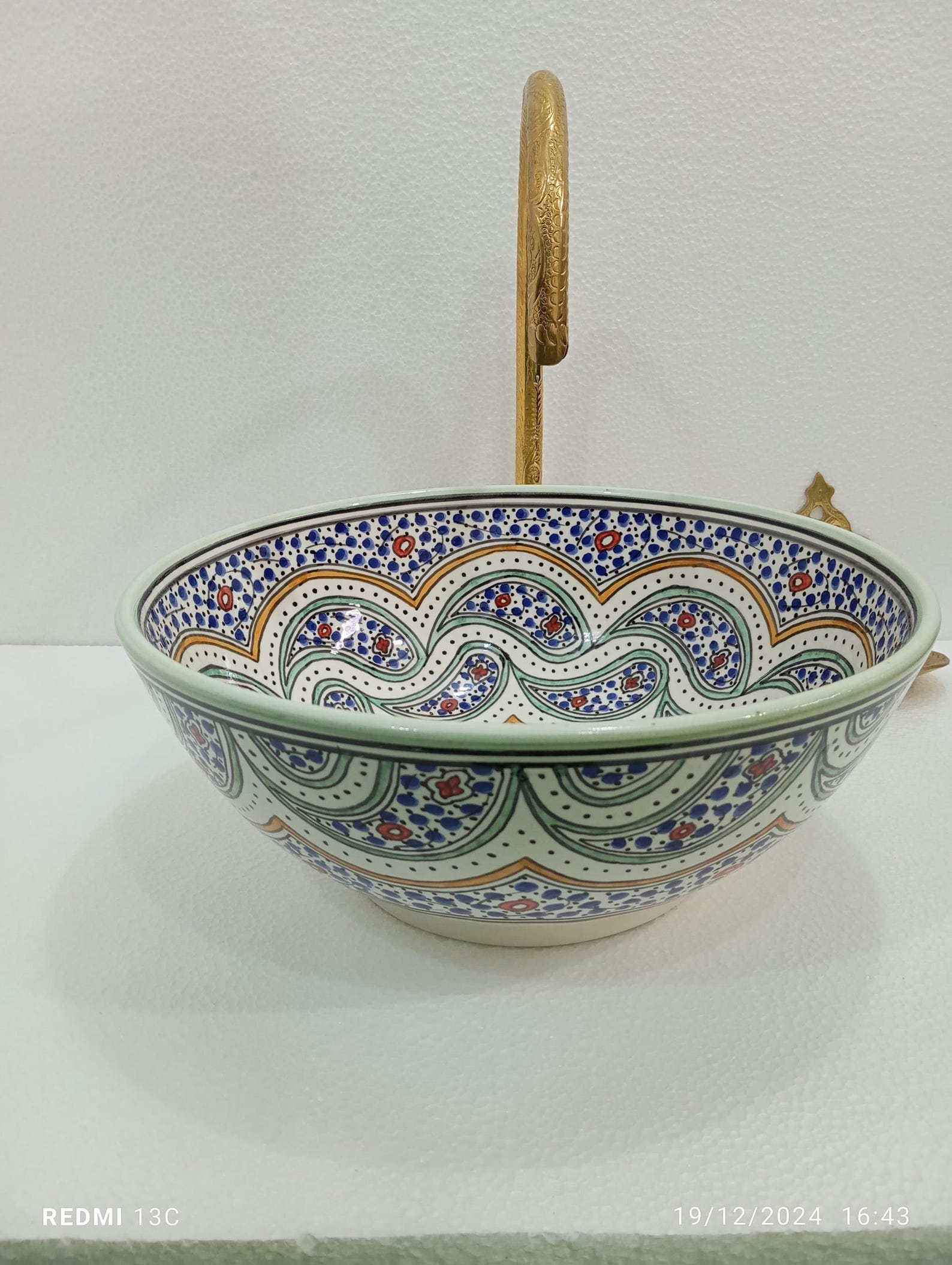 Handmade Moroccan Pottery Sink, Artistic Round Ceramic Wash Basin ...
