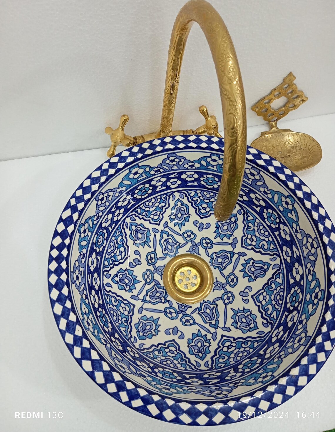 Blue Handmade Ceramic Sink- Farmhouse Vanity Basin, Bathroom and ...
