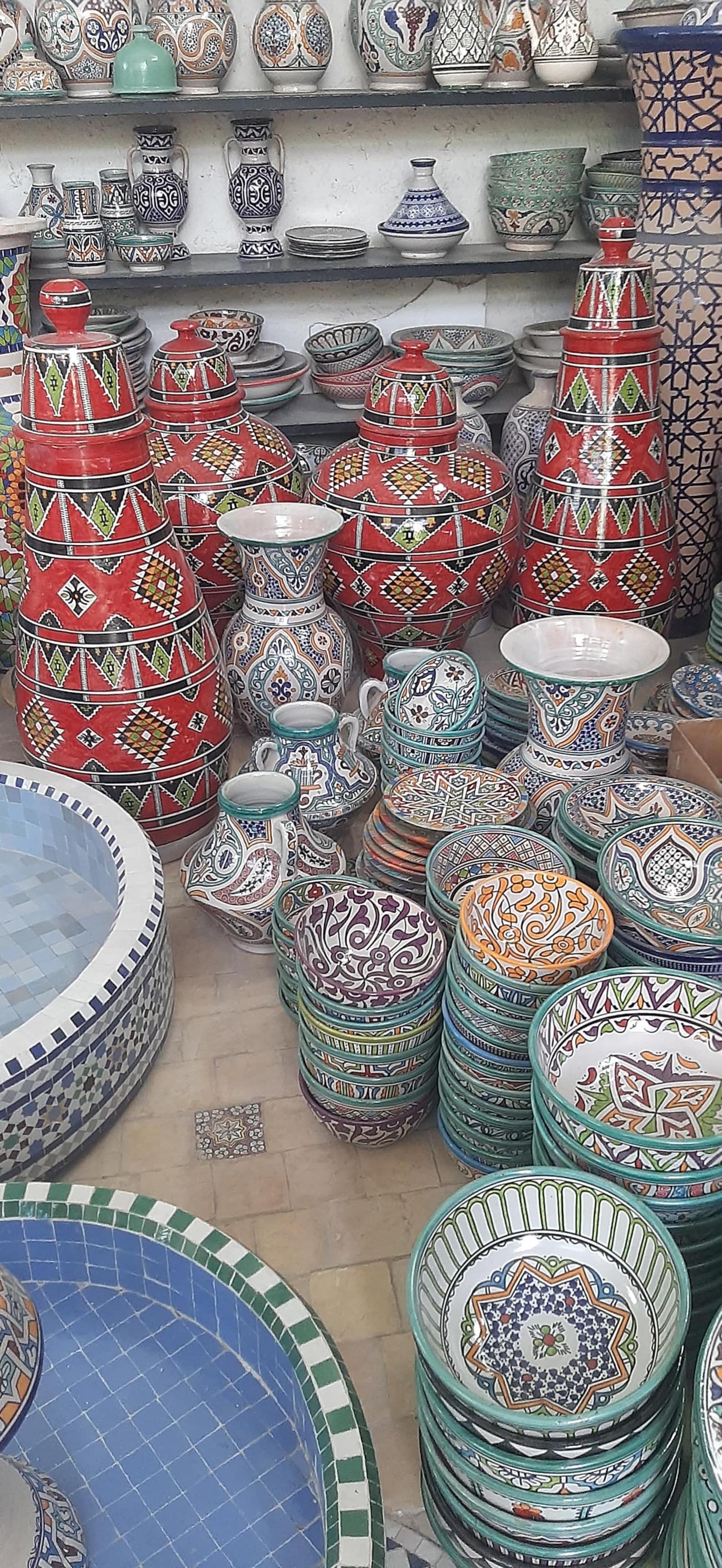 Handmade Moroccan Pottery Vase: Blue Fes Ceramic, Chiseled Home Decor ...
