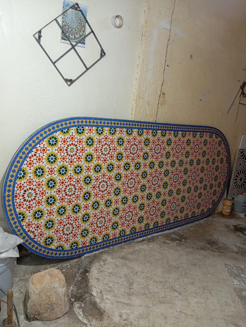 Handmade Moroccan Zellige Tile Table: Oval Mosaic Dining Table - Etsy