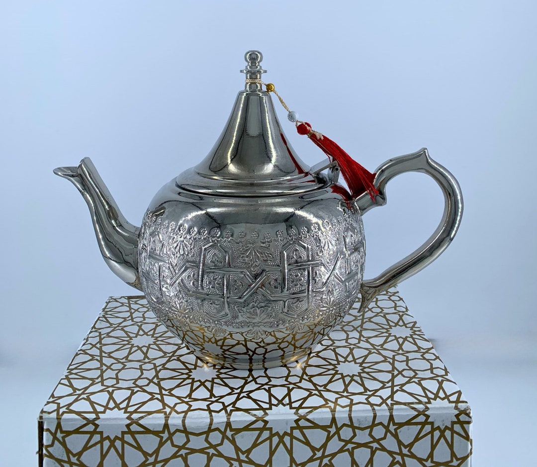 Moroccan Tea Pot, Handmade Brass Teapot 32 Ounces, Traditional Tea Pot ...