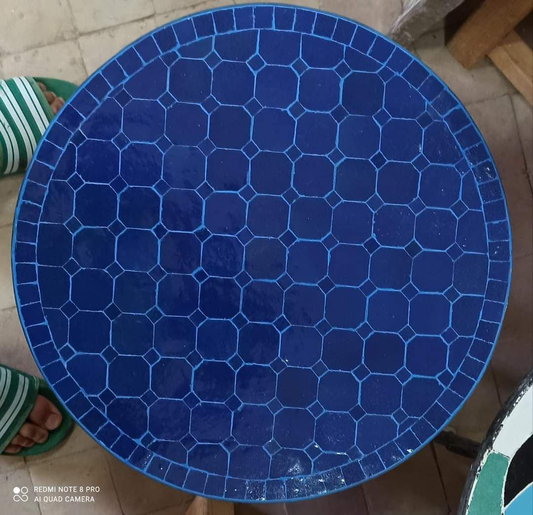 Handmade Moroccan Blue Mosaic Table: Zellige Tile Bistro Table - Etsy