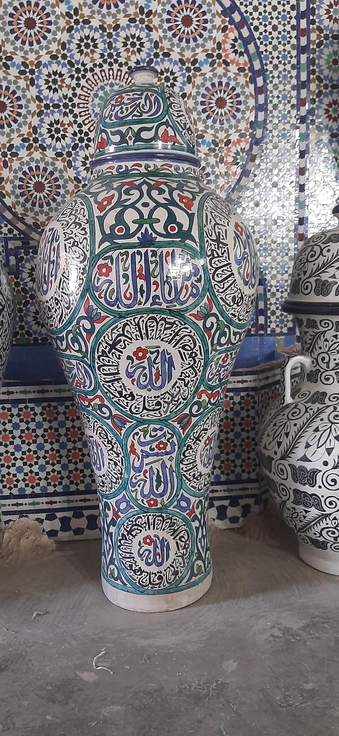 Handmade Moroccan Calligraphy Vase,hand-painted Ceramic Pottery ...