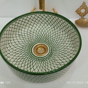 Green Ceramic Vessel Sink – Handmade Bathroom and Kitchen Basin ...