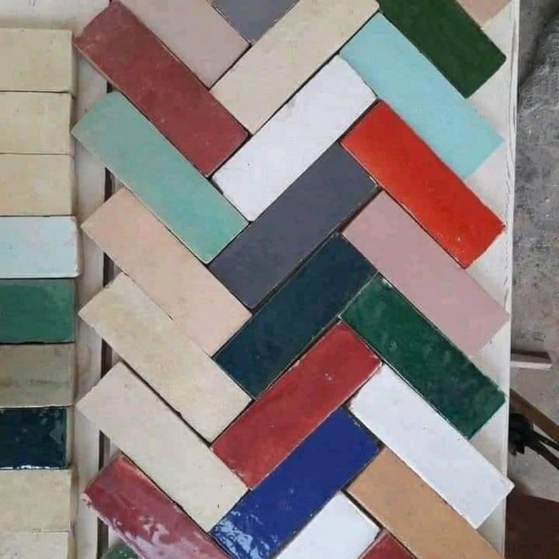 Handmade Emerald Green Zellige Tile | 2x6 Bejmat Terracotta - Etsy