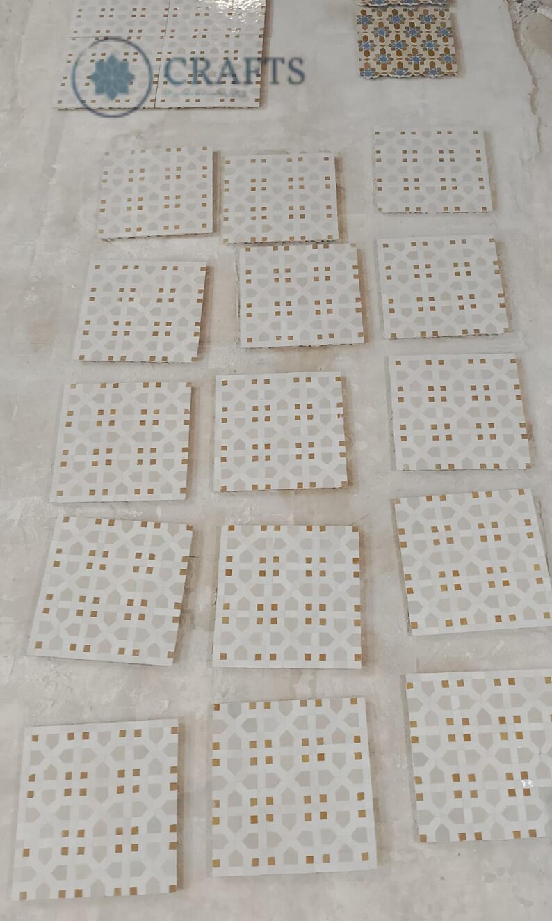 Handmade Moroccan Zellige Mosaic Tile • 12x12 Minimal Geometric Pattern ...