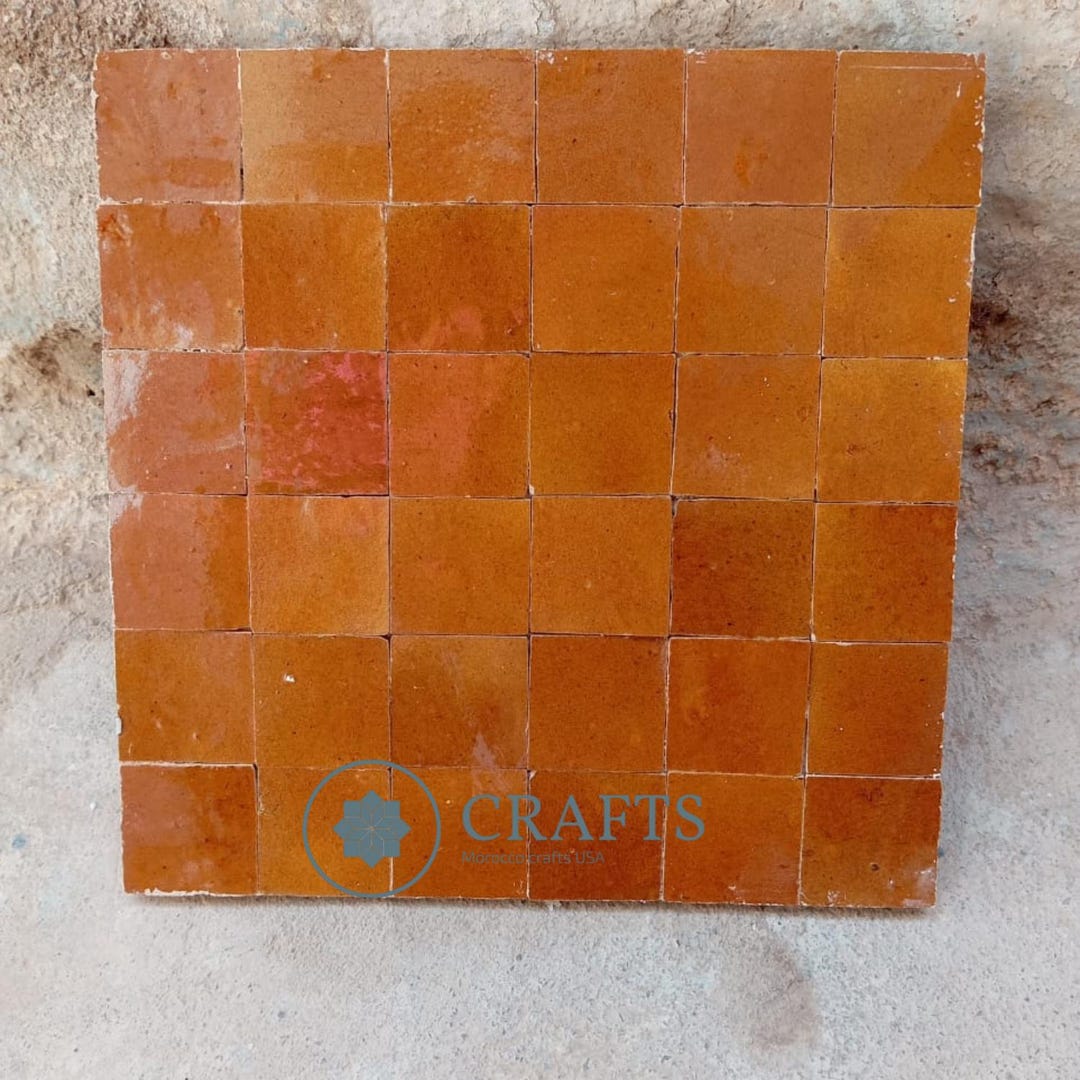 Handmade Burnt Orange Zellige Tile: Moroccan Mosaic, Kitchen Backsplash ...