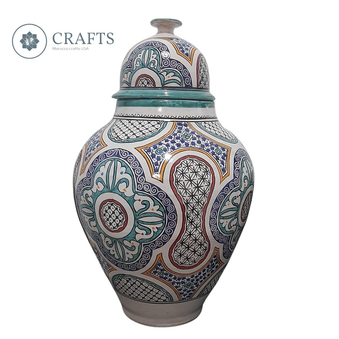 Handmade Moroccan Pottery Vase, Traditional Ceramic Home Decor, Large ...