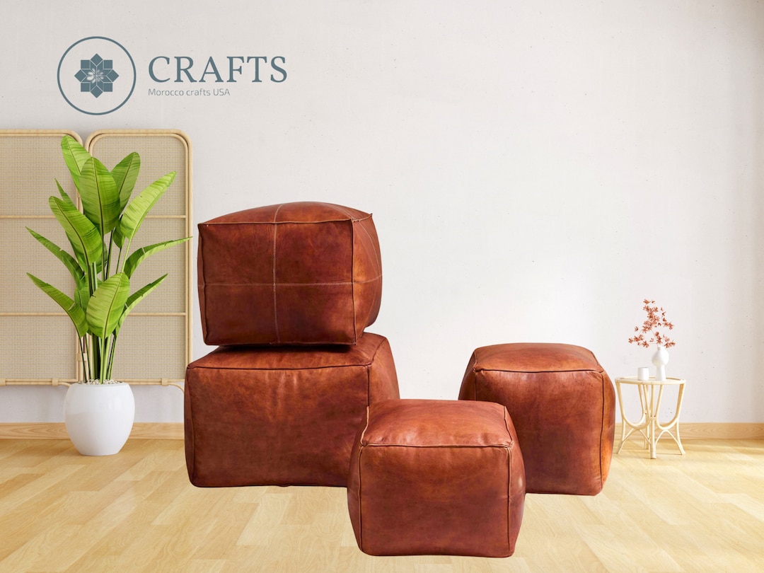 Custom Leather Pouf,leather Puff,pouf Leather,nursery Pouf,round ...