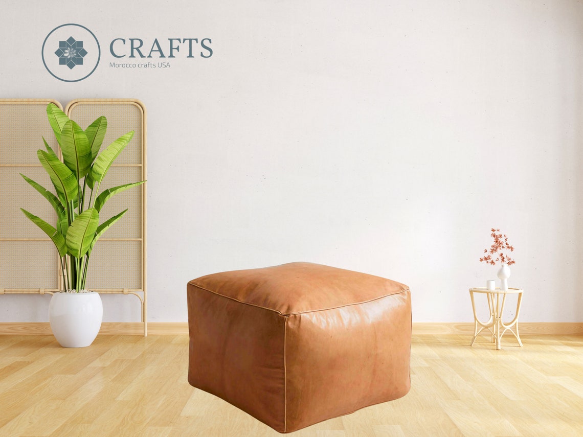 Custom Leather Pouf,leather Puff,pouf Leather,nursery Pouf,round ...