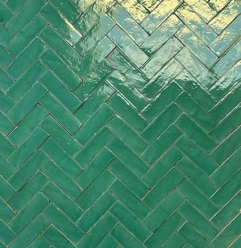Handmade Emerald Green Zellige Tile | 2x6 Bejmat Terracotta - Etsy