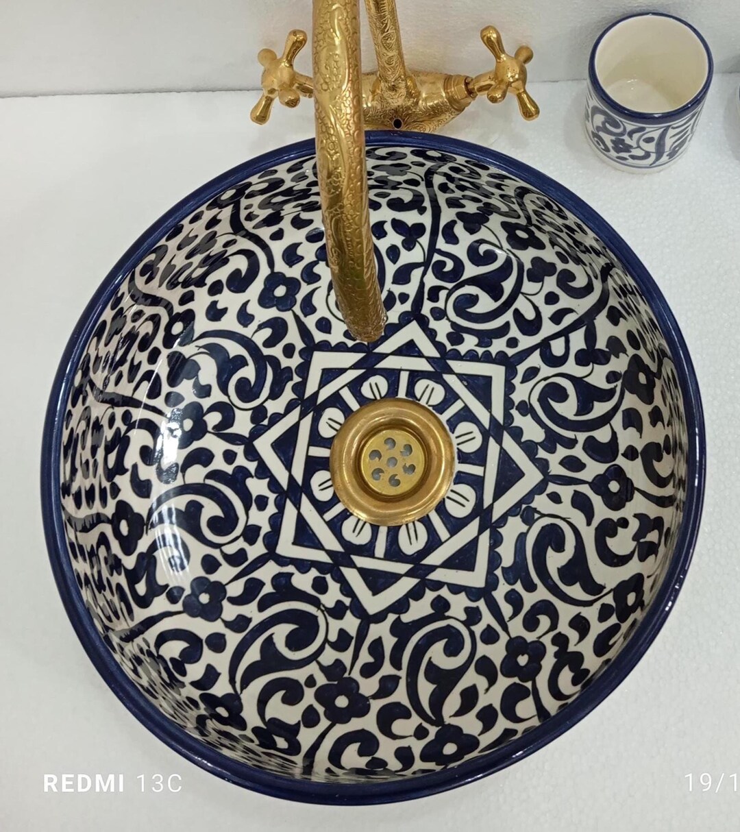 Blue Ceramic Kitchen Sink- Custom Bathroom Vessel Vanity - Pottery ...