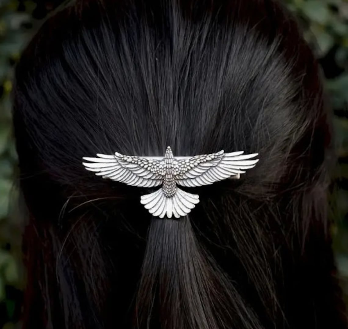 Silver Raven Hair Clip - Etsy