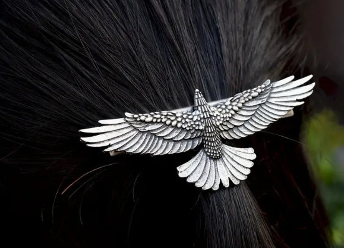 Silver Raven Hair Clip - Etsy