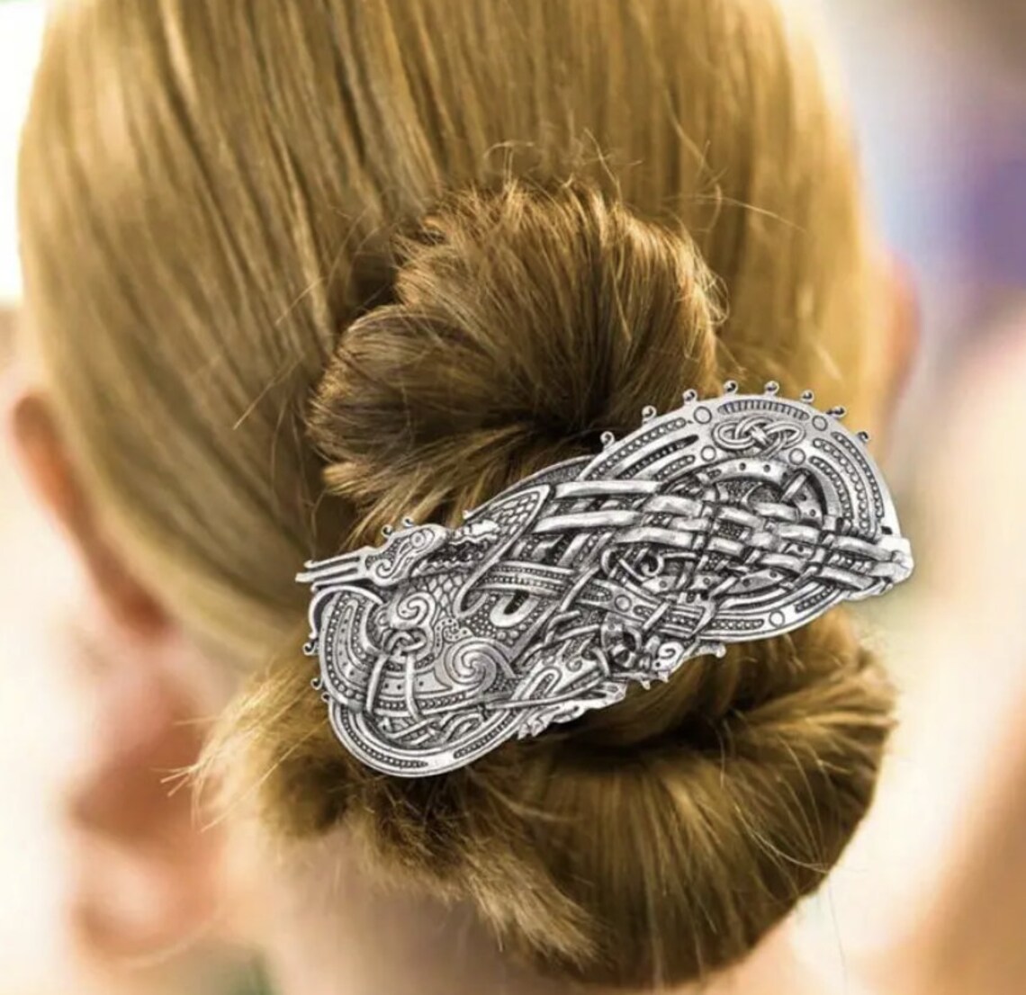 Viking Norse Celtic Dragon Knot Hair Barrette - Etsy