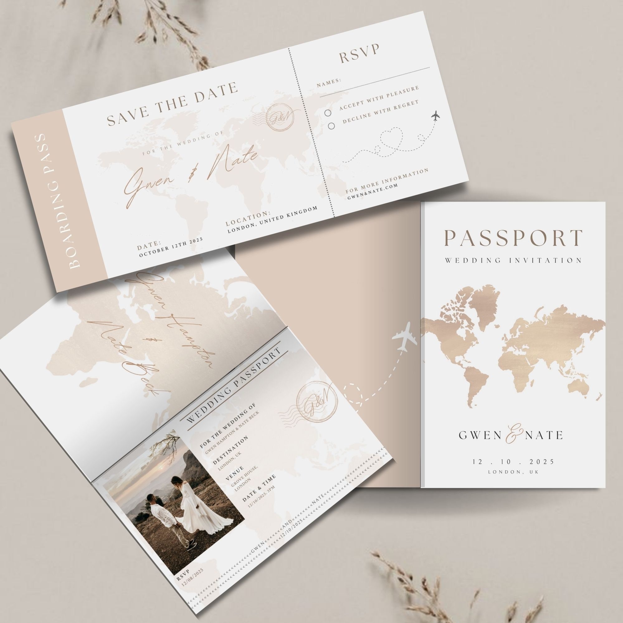 Passport Wedding Invitation, Destination Wedding Invitation, Boarding ...