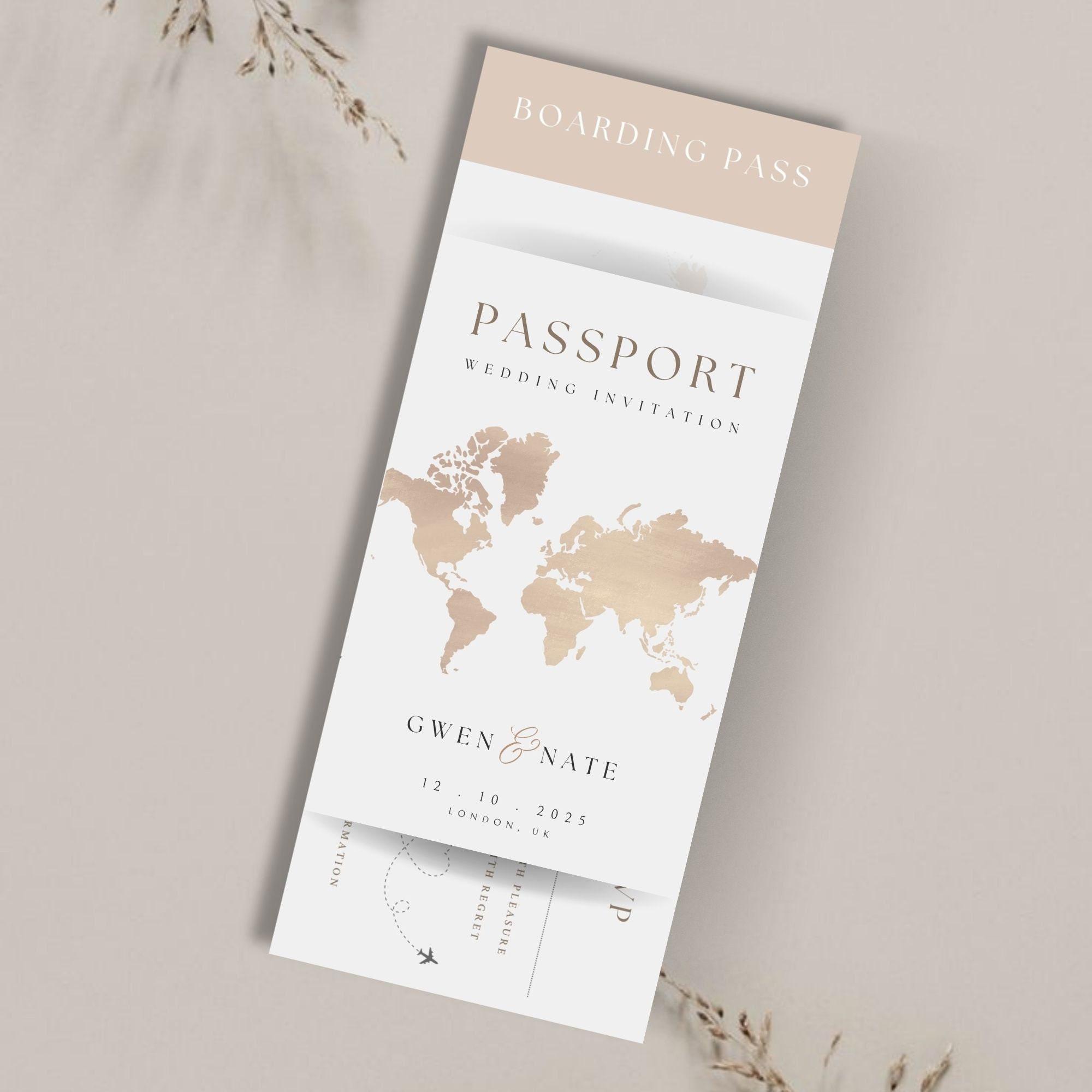 Passport Wedding Invitation, Destination Wedding Invitation, Boarding ...