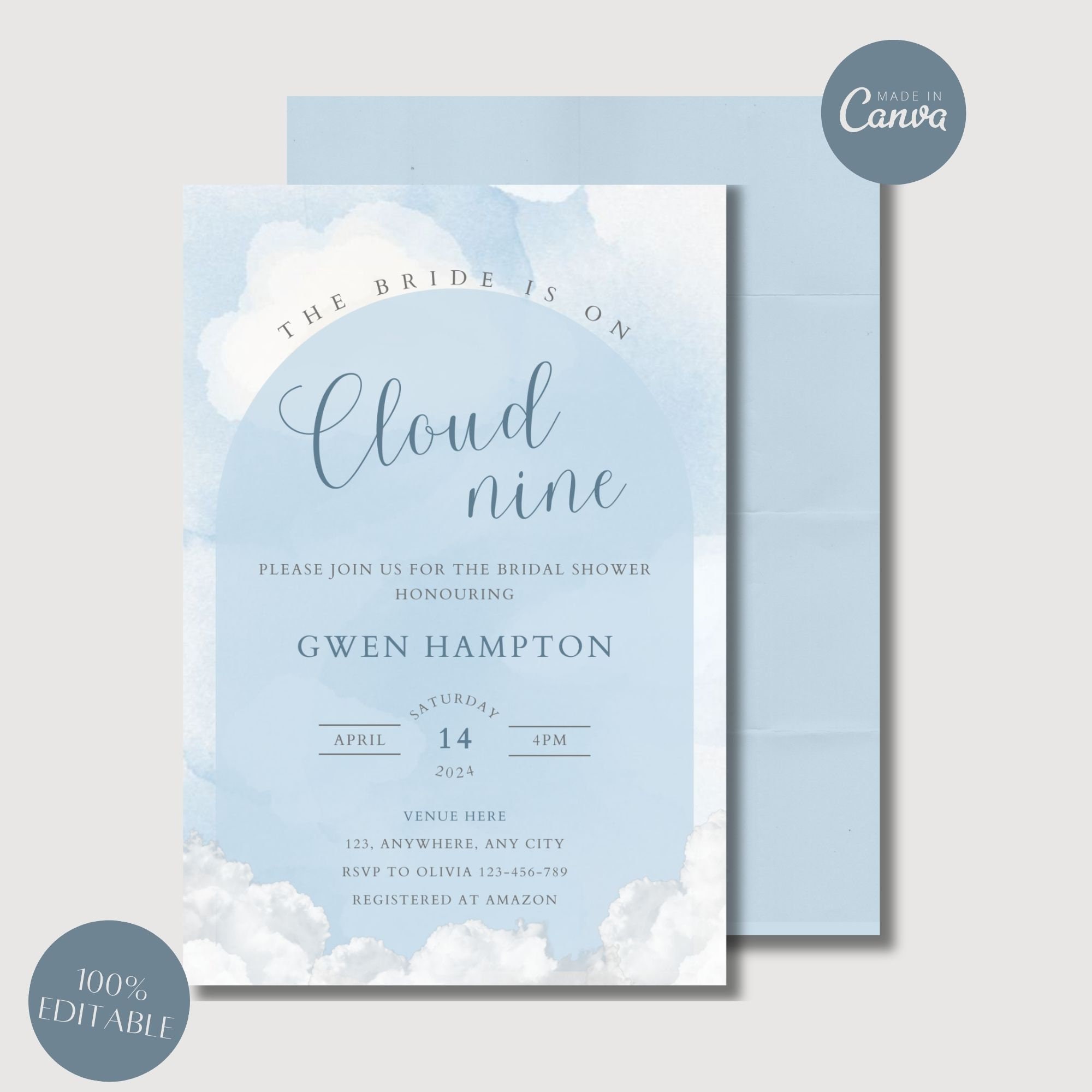 Cloud Nine Bridal Shower Invitation Template (digital) - Etsy