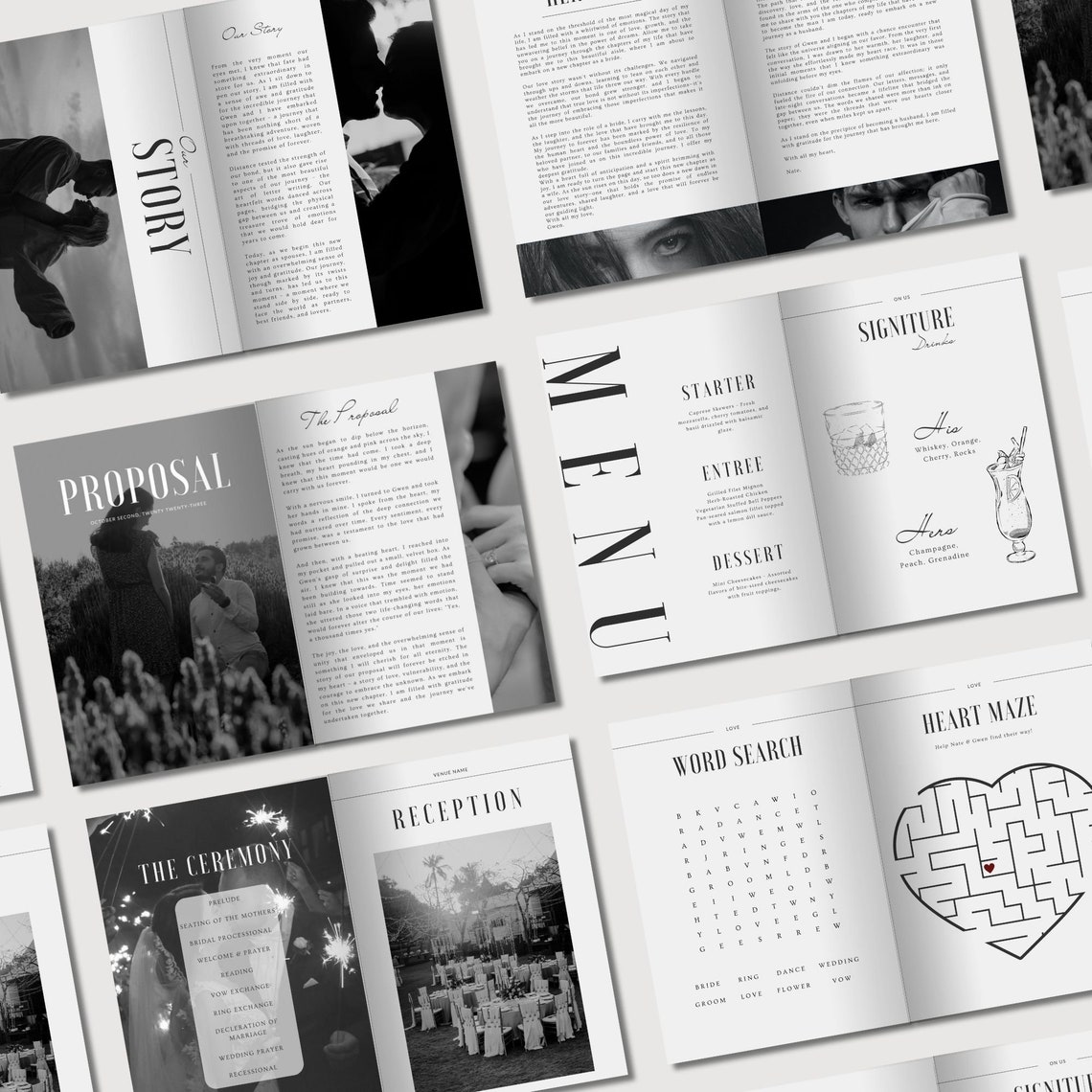 Wedding Magazine, 25 Pages Wedding Magazine Template Canva, Wedding ...