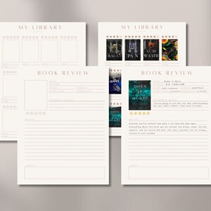 Digital Reading Journal, Canva Template, Book Review, Library Tracker ...