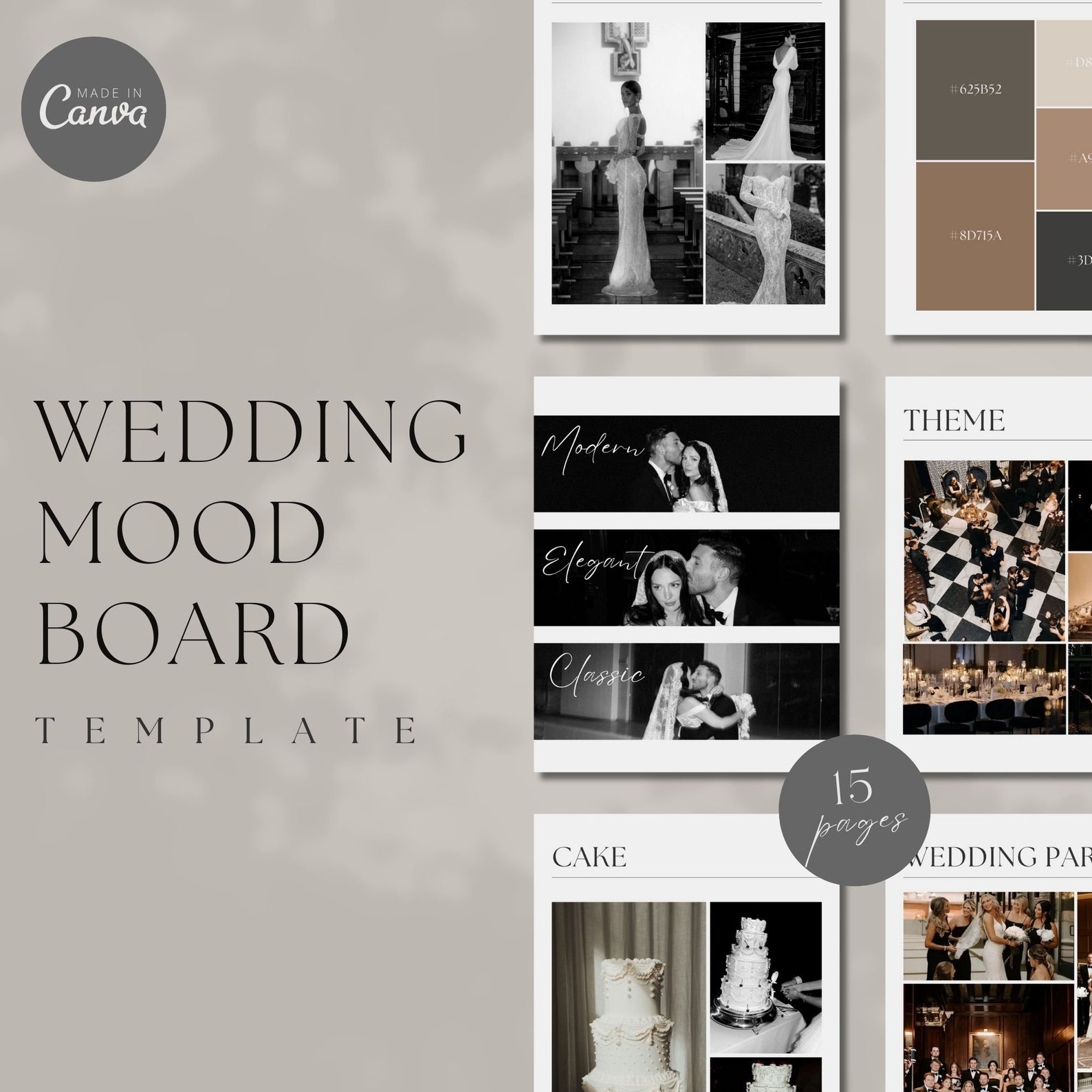 Wedding Mood Board Template, Canva Vision Board (digital) - Etsy