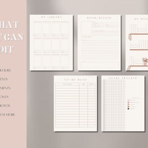 Digital Reading Journal, Canva Template, Book Review, Library Tracker ...