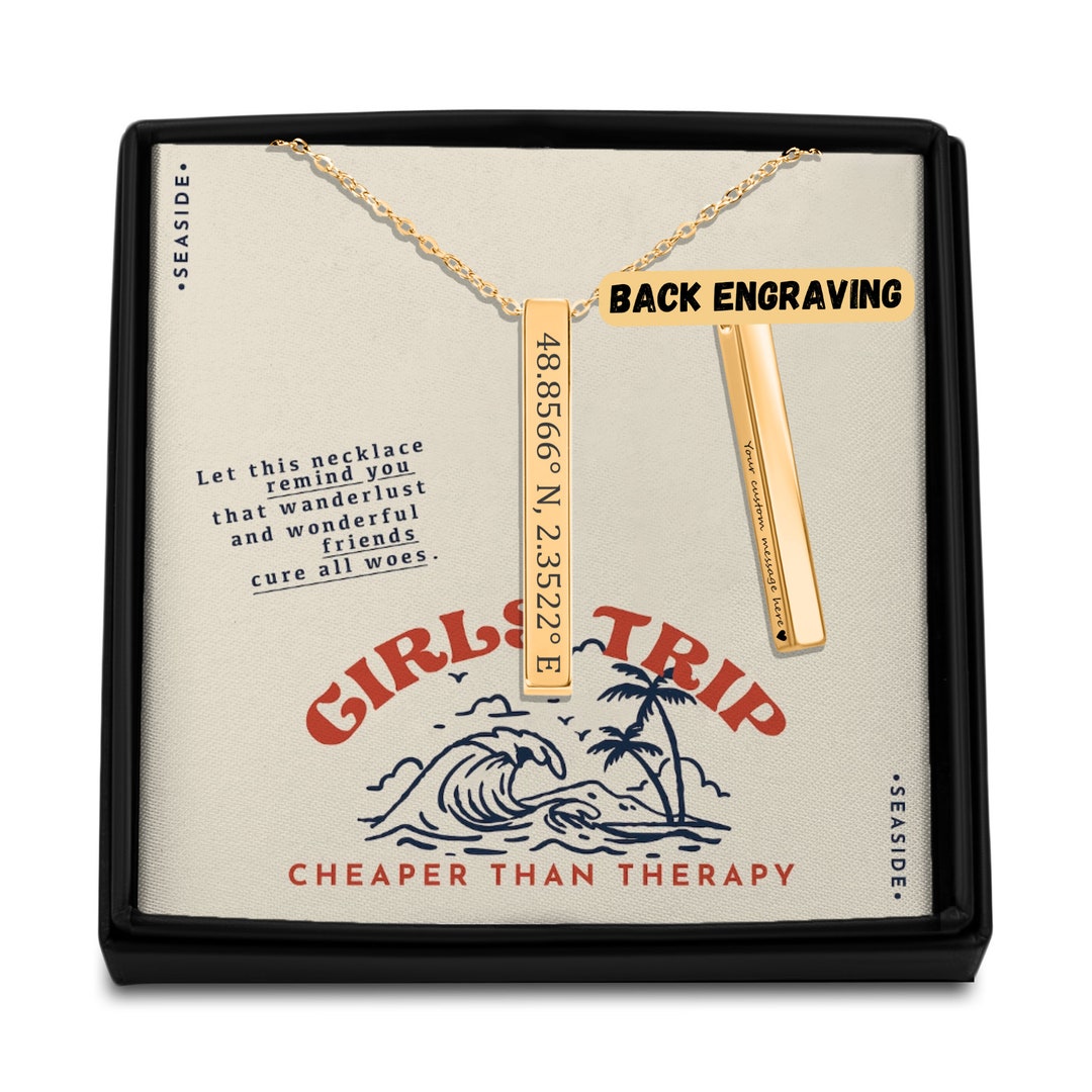 18k Plated Steel Coordinates Necklace With Custom Engraving - Etsy