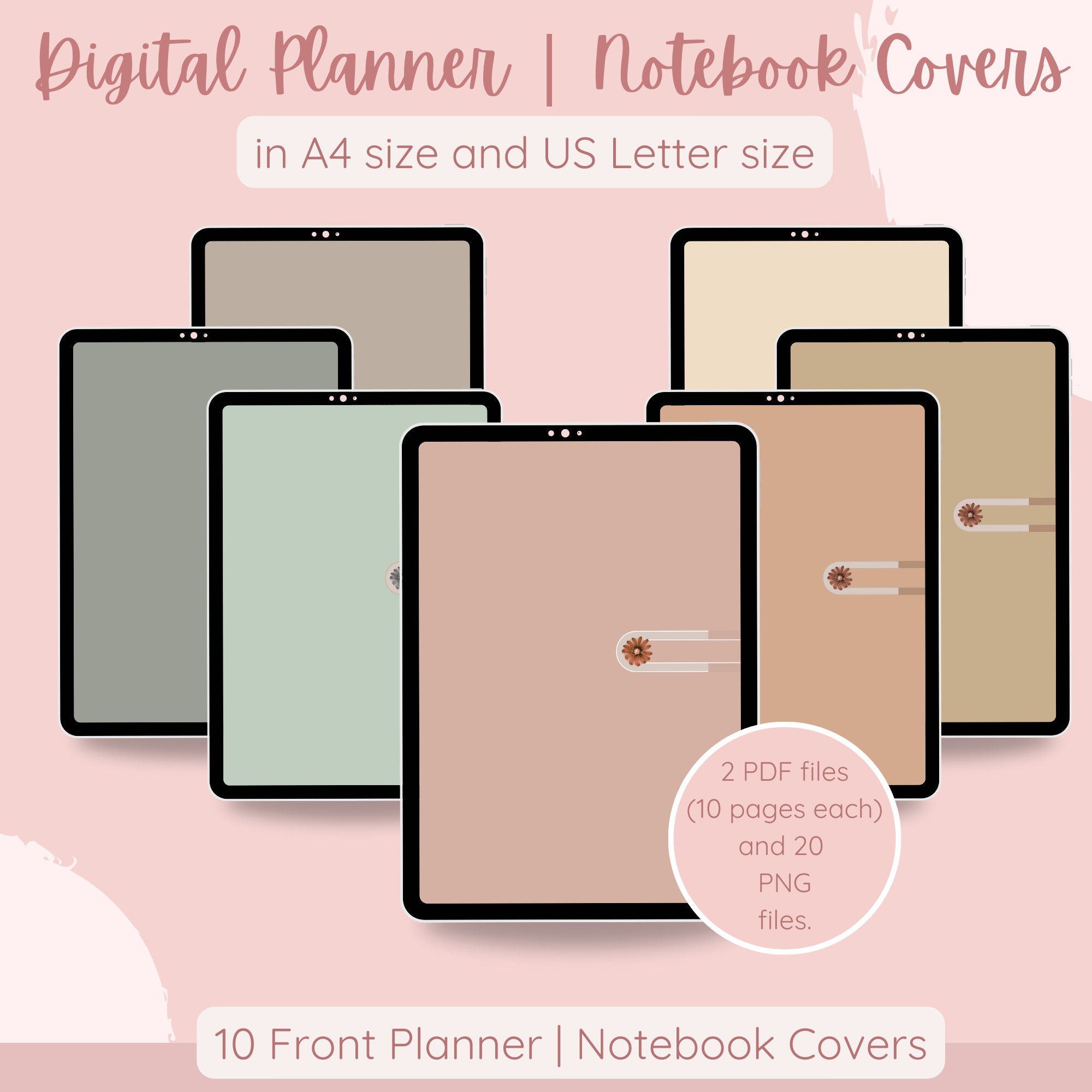 Digital Notebook Cover Boho Colored Planner Cover Goodnotes Notebook ...