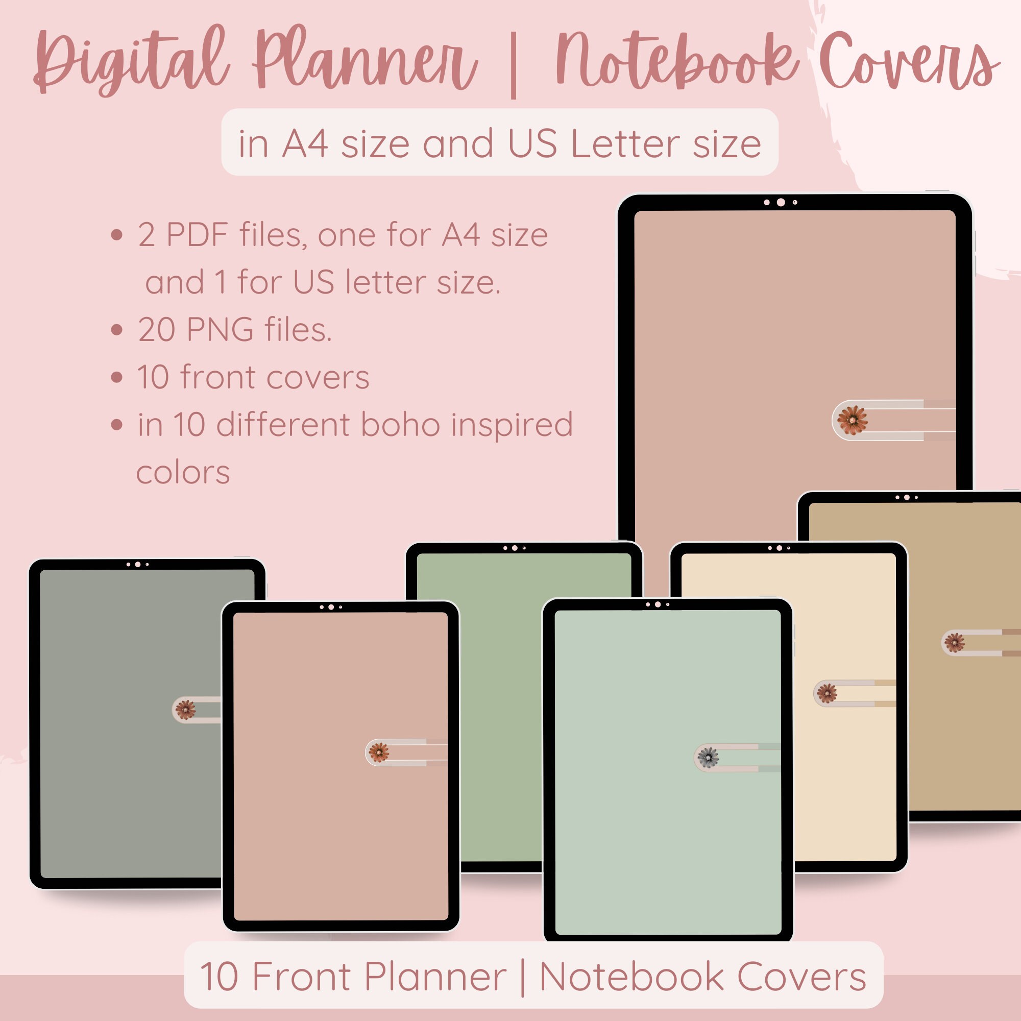 Digital Notebook Cover Boho Colored Planner Cover Goodnotes Notebook ...