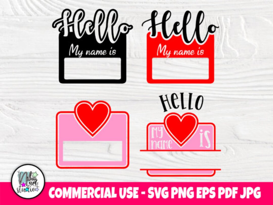 SVG Name Tag Files Vector Cut Files for hello My Name Is Silhouette ...