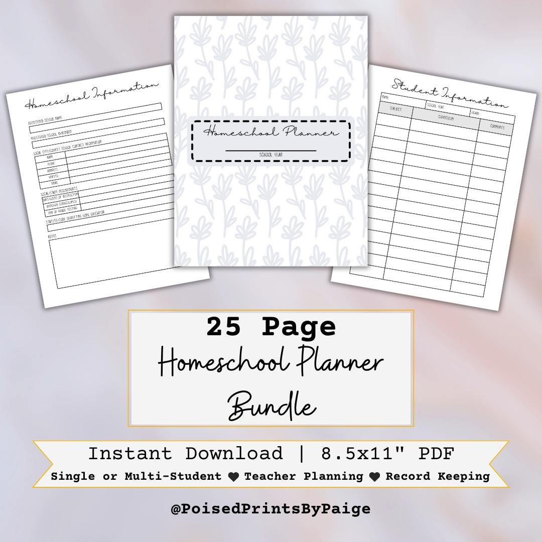 Homeschool Planner Bundle, 25 Page 8.5x11" PDF, Instant Download ...