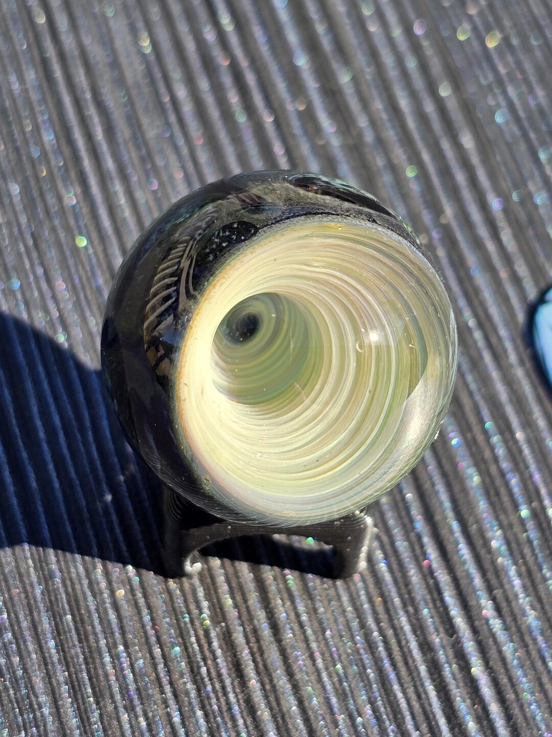 Deep Vortex Spiral Marble With Gold and Silver Fume Handmade Glass ...